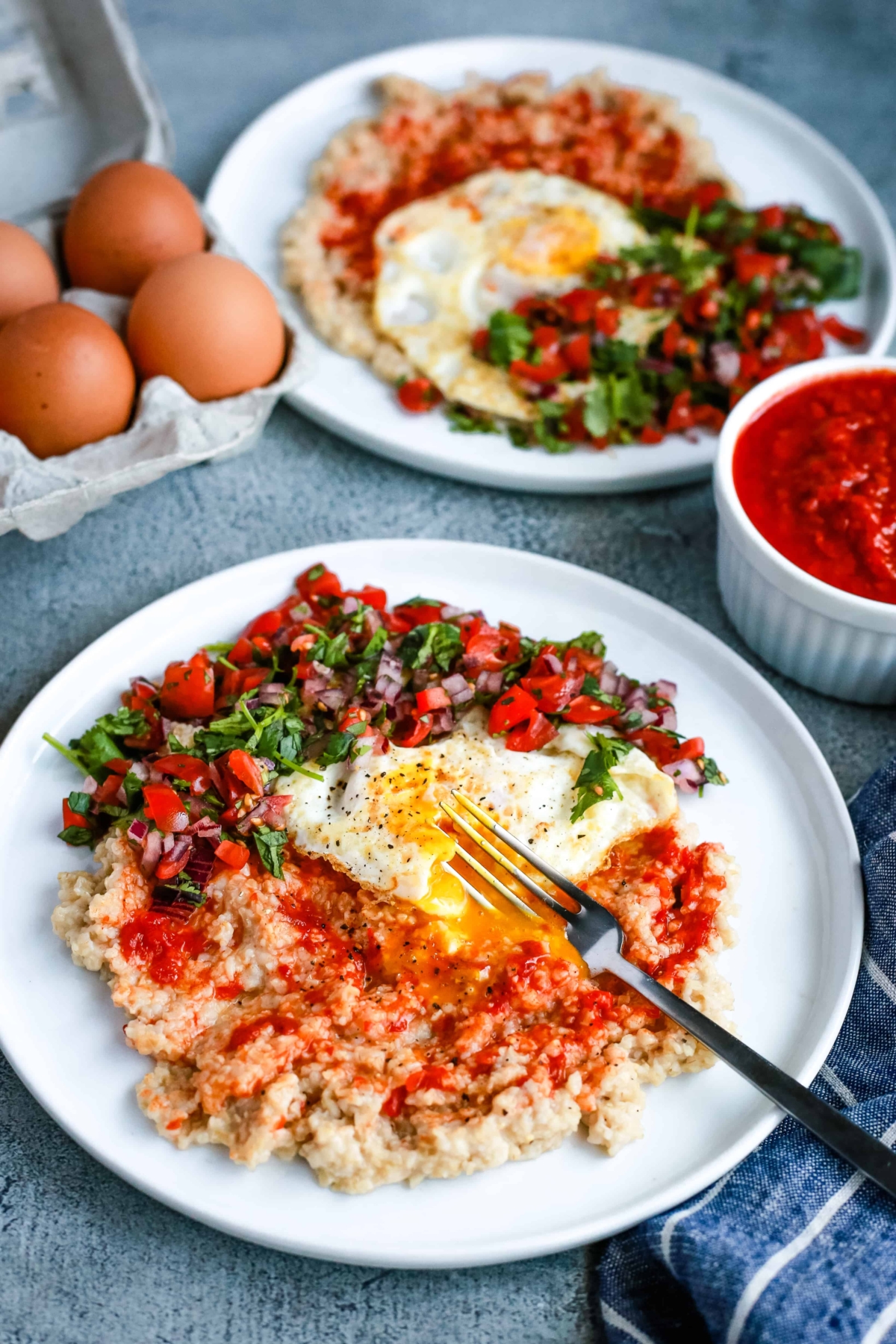 Spicy Harissa Oatmeal with Eggs - Street Smart Nutrition