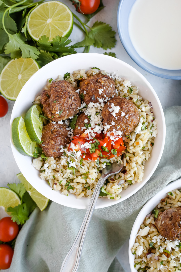 Smoky Chipotle Meatballs with Cilantro-Lime Rice - Street Smart Nutrition
