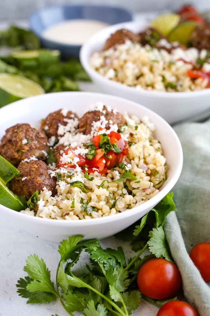 Smoky Chipotle Meatballs with Cilantro-Lime Rice - Street Smart Nutrition