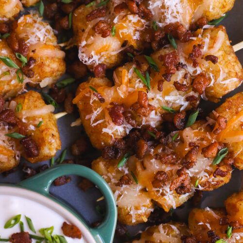Loaded Tater Tots on Shareable Skewers
