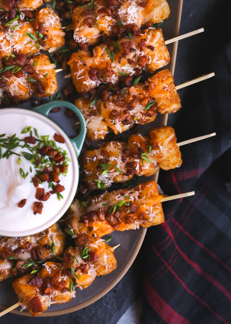 Loaded Tater Tots on Shareable Skewers