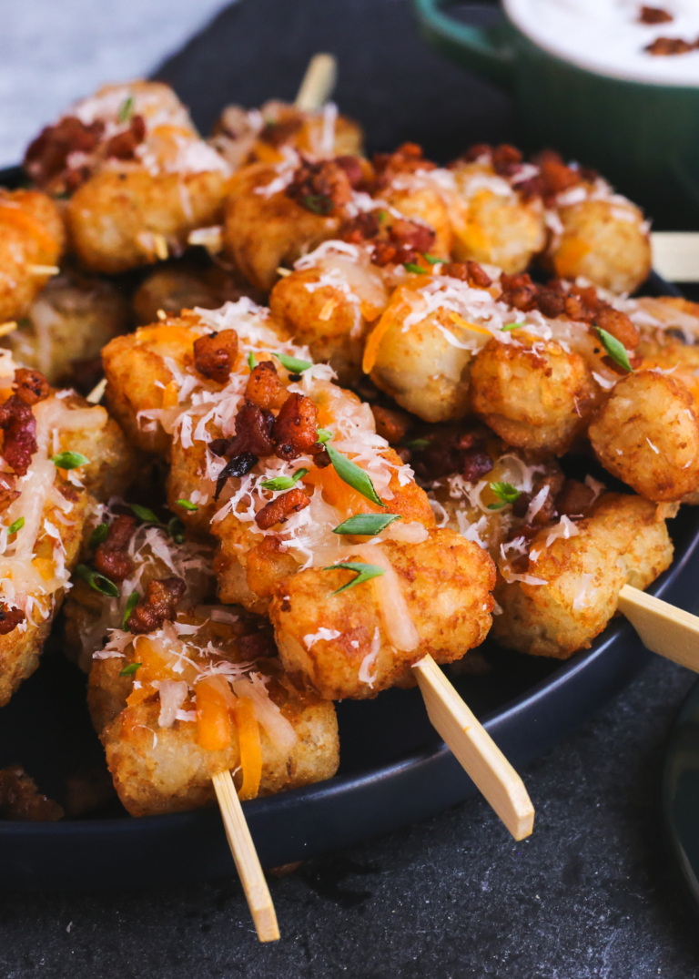 Loaded Tater Tots on Shareable Skewers