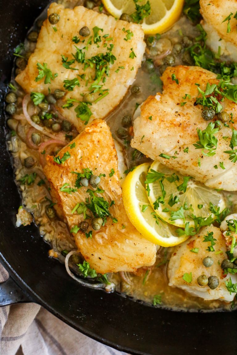 Cod Piccata with Angel Hair Pasta (Easy Fish Recipe)