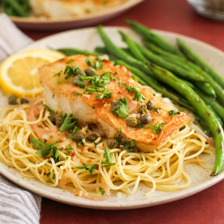 Cod Piccata with Angel Hair Pasta (Easy Fish Recipe)
