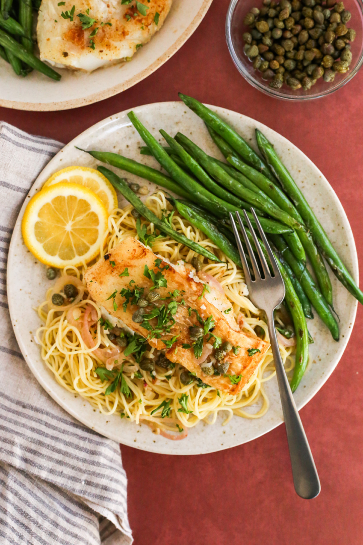 Cod Piccata with Angel Hair Pasta (Easy Fish Recipe)